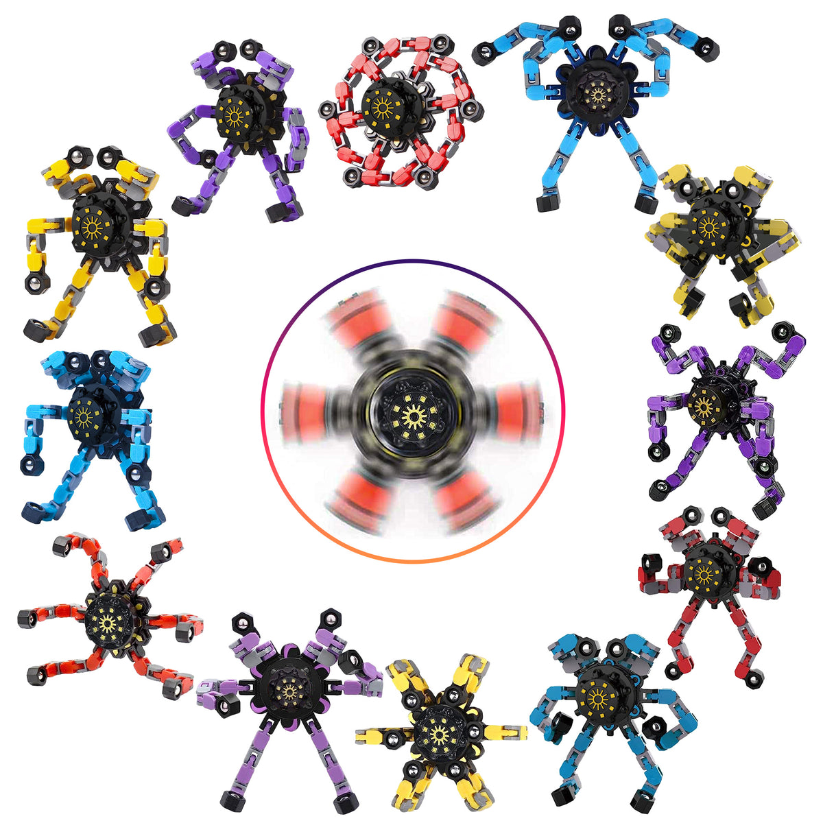 12 Pack Finger Robot Transformable Spinners for Kids Adults – TwCare