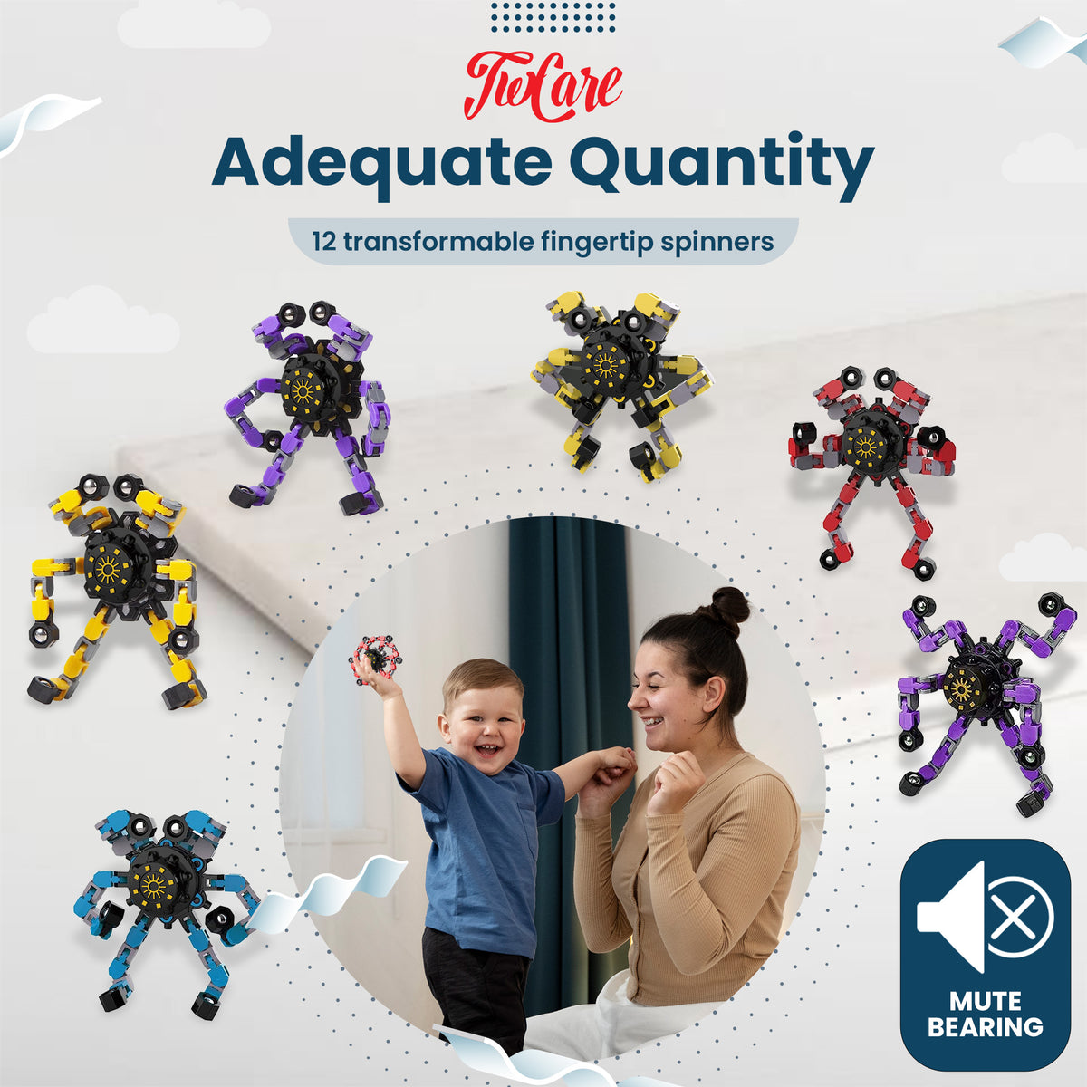12 Pack Finger Robot Transformable Spinners for Kids Adults – TwCare